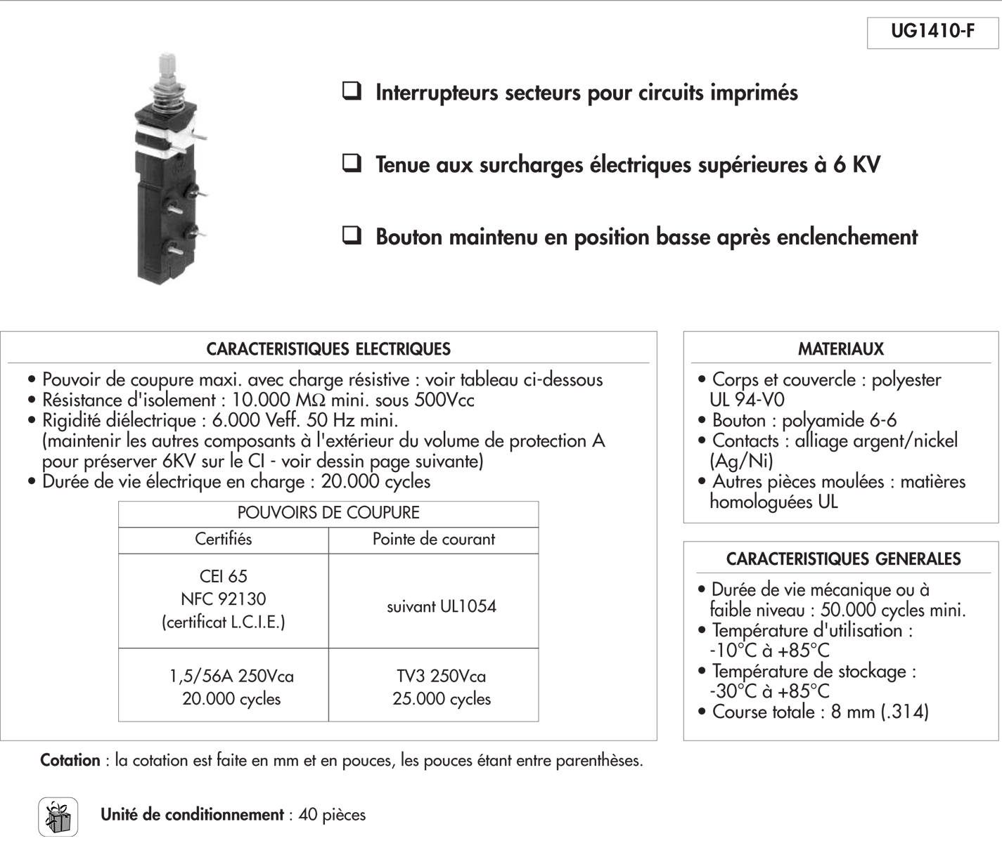 Interrupteurs secteur - rigidité diélectrique 6000V - IT Series - Sonectrad-BRN